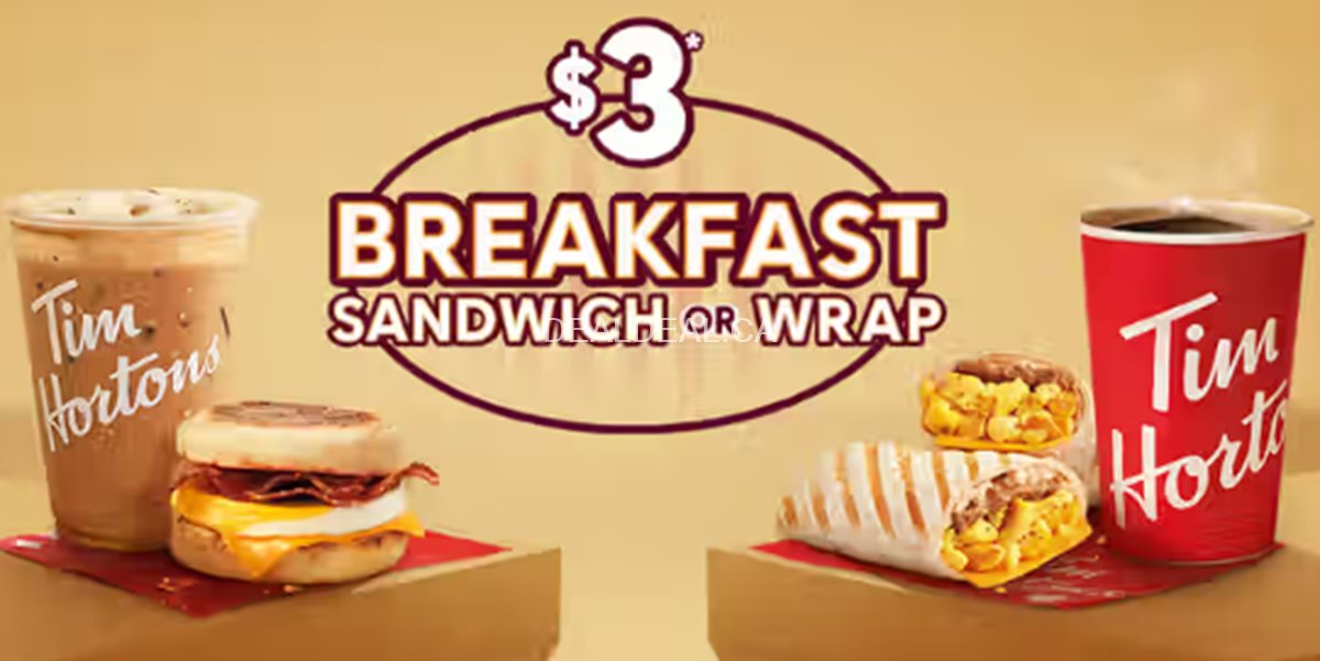 $3 breakfast with any coffee at Tim Hortons | DealDeal.ca | DealDeal.ca