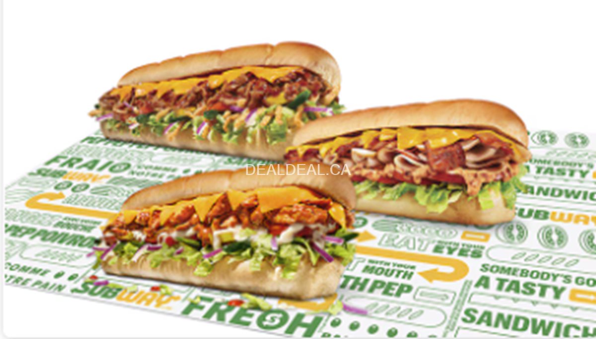Buy any 2 Footlong subs, get any footlong sub for free at Subway