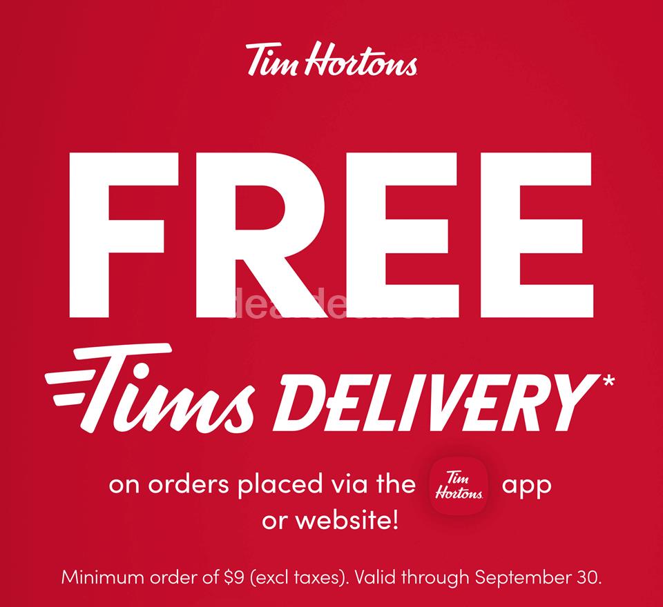 Tim Hortons promo offers up free delivery with in- app orders